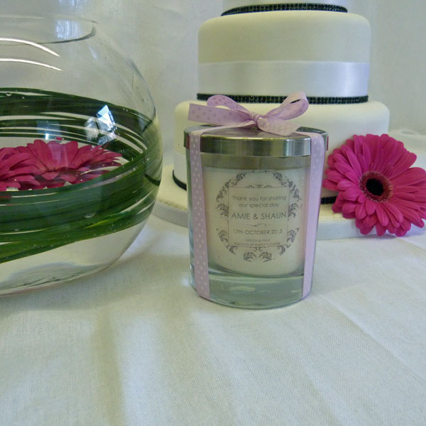 Large Glass Personalised Candle – Candle Favours